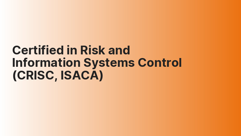 Certified in Risk and Information Systems Control (CRISC, ISACA)