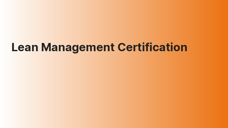 Lean Management Certification