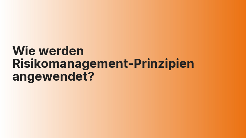 Wie werden Risikomanagement-Prinzipien angewendet?